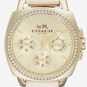Coach | Accessories | Coach Boyfriend Leather Strap White And Gold ...